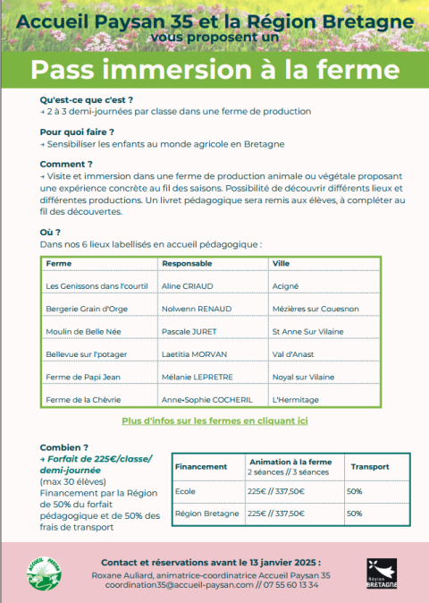 Pass Immersion en partenariat avec Accueil Paysan 35 et la régio...